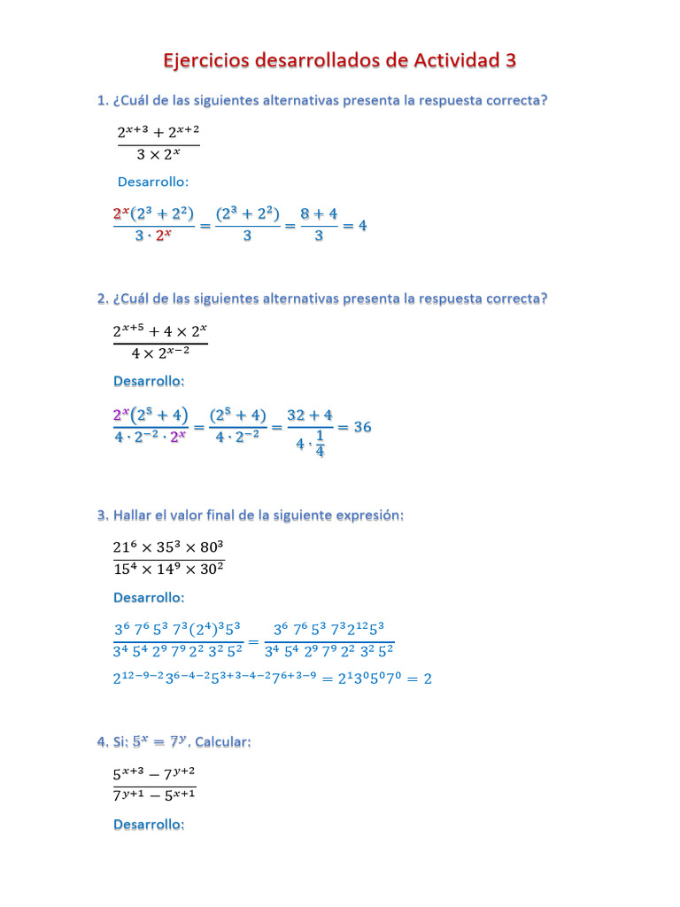 Matemática I - Ejercicios Desarrollados de Actividad 3 | PDF