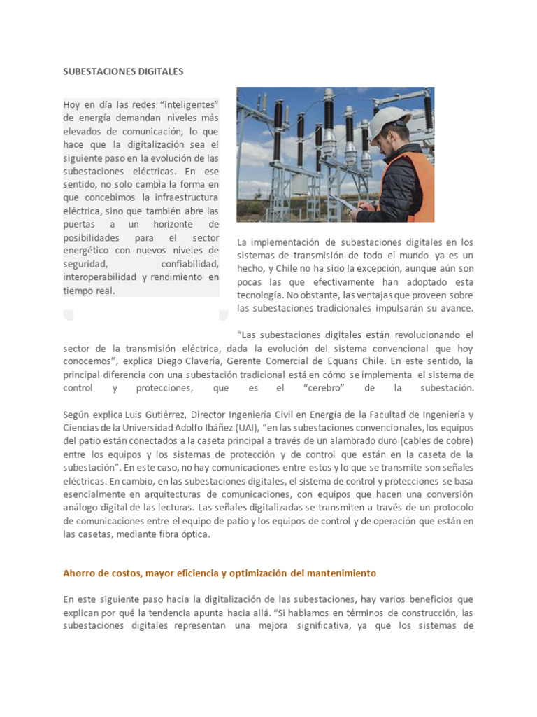 Subestaciones Digitales | PDF | Ingenieria Eléctrica | Subestacion electrica