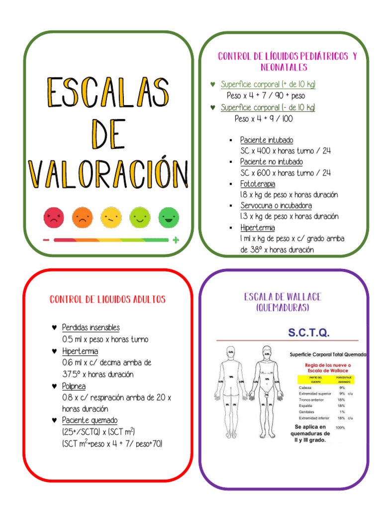 Escalas de Valoración (Flashcards) | PDF | Medicina | Enfermedades y ...