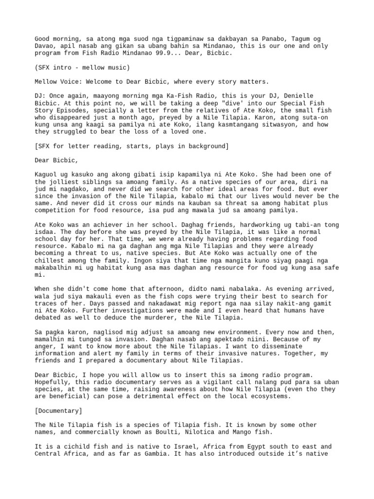 Script Radio Program - 084936 | PDF | Fish | Earth Sciences