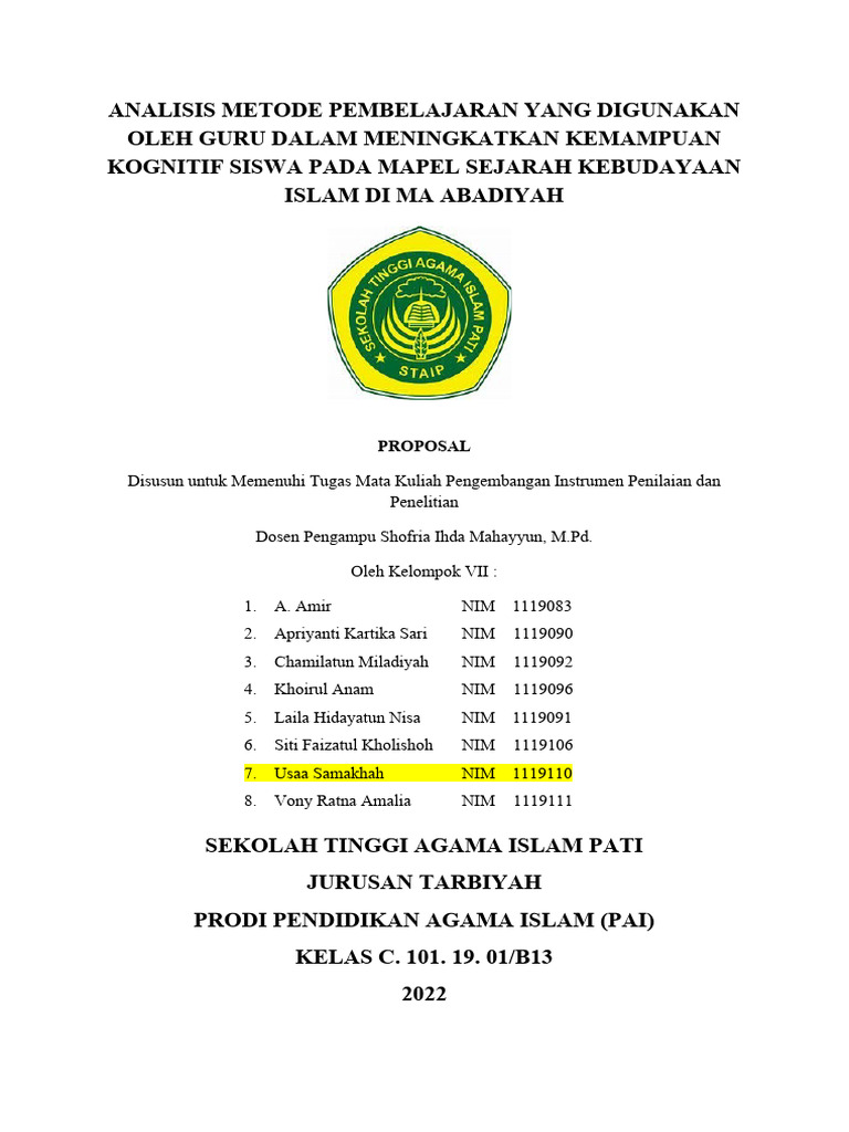 PROPOSAL KUALITATIF B. Lia | PDF | Karier & Perkembangan