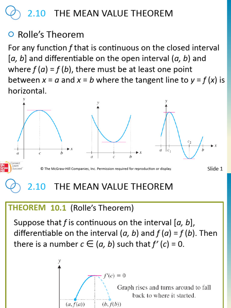 2.10 The Mean Value Theorems | PDF | Derivative | Function (Mathematics)