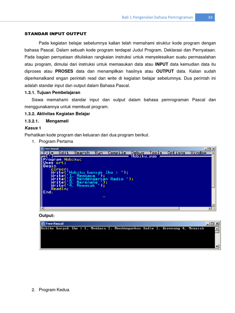 PERTEMUAN 4 - Standar Input Dan Output | PDF | Metode & Bahan Ajar | Komputer