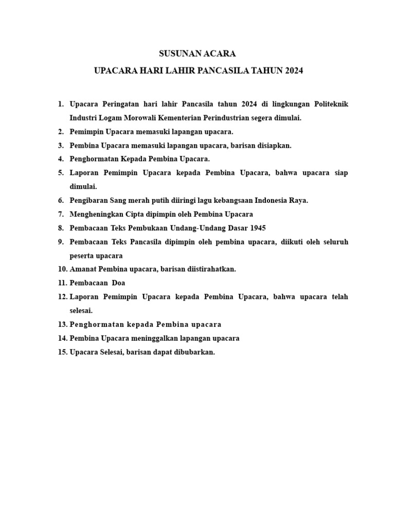 Teks Mc Upacara | PDF