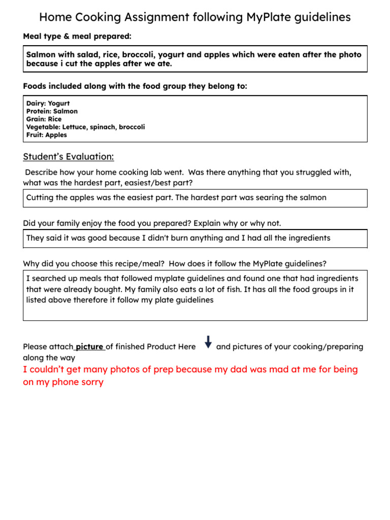 Sahar Hoqe Virtual Home Cooking Assignment | PDF