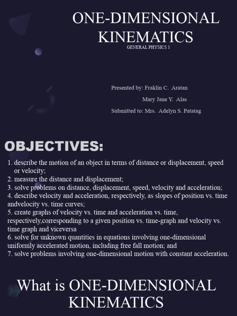 One Dimensional Kinematics | PDF | Velocity | Acceleration