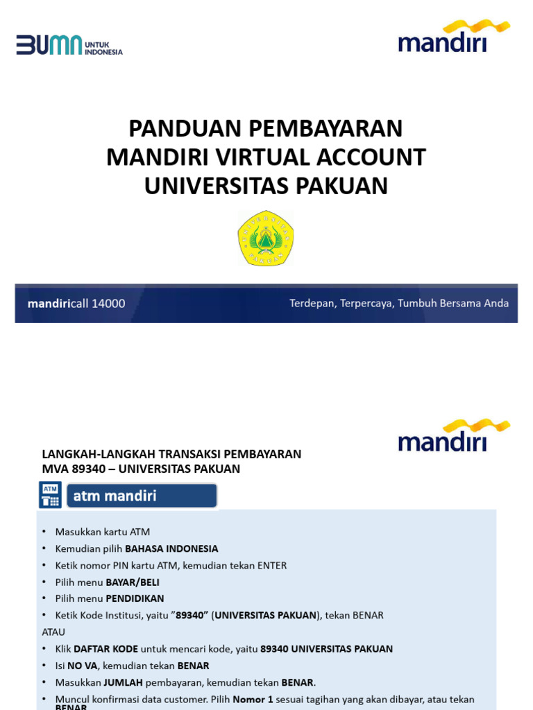 Panduan Pembayaran Bank Mandiri | PDF | Bisnis | Pengelolaan Keuangan & Uang