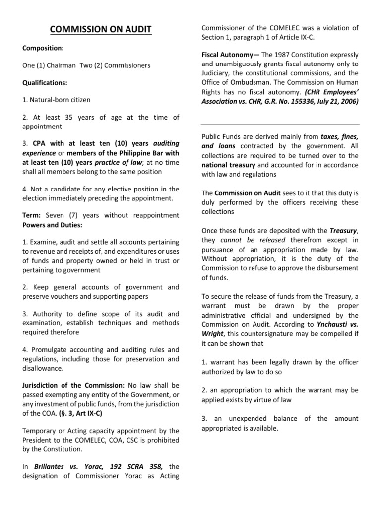 Commission on Audit Overview | PDF | Elections | Employment