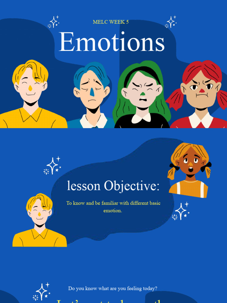 Different Emotions Kindergarten Lesson Presentation in Blue Red Green ...