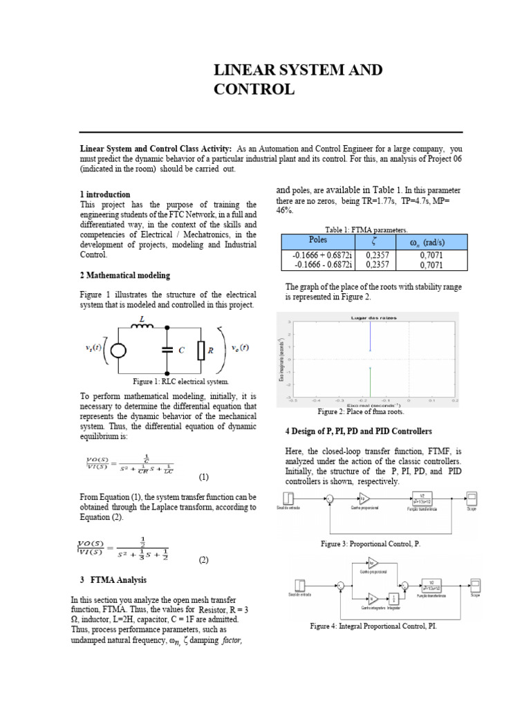 Linear System and Control - Coursework 1 | PDF | Control Theory | Electrical Engineering
