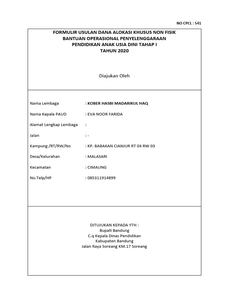 Proposal Bop Hasbi Terbaru | PDF