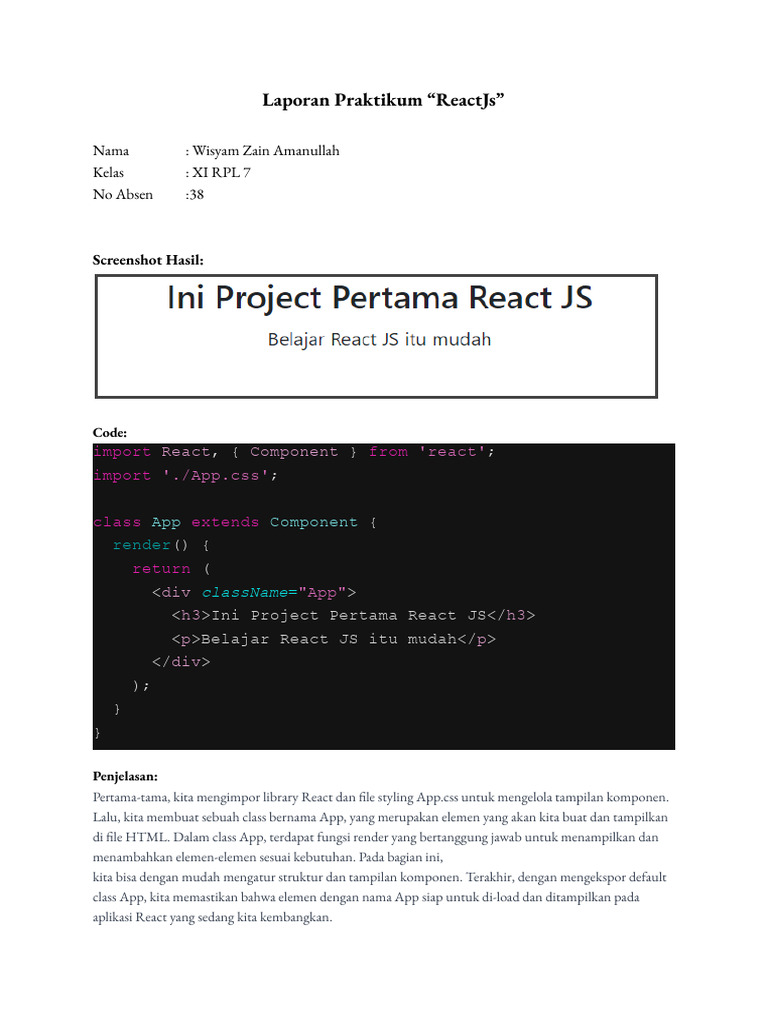 Laporan React1 | PDF | Komputer