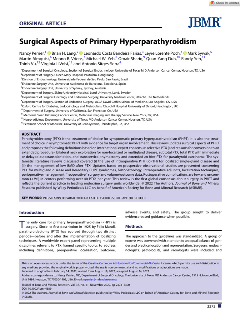 Surgical Aspects of Primary Hyperparathyroidism | PDF | Medical Imaging ...