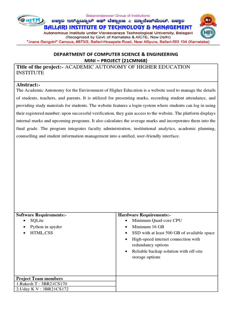 Mini Project Abstract | PDF