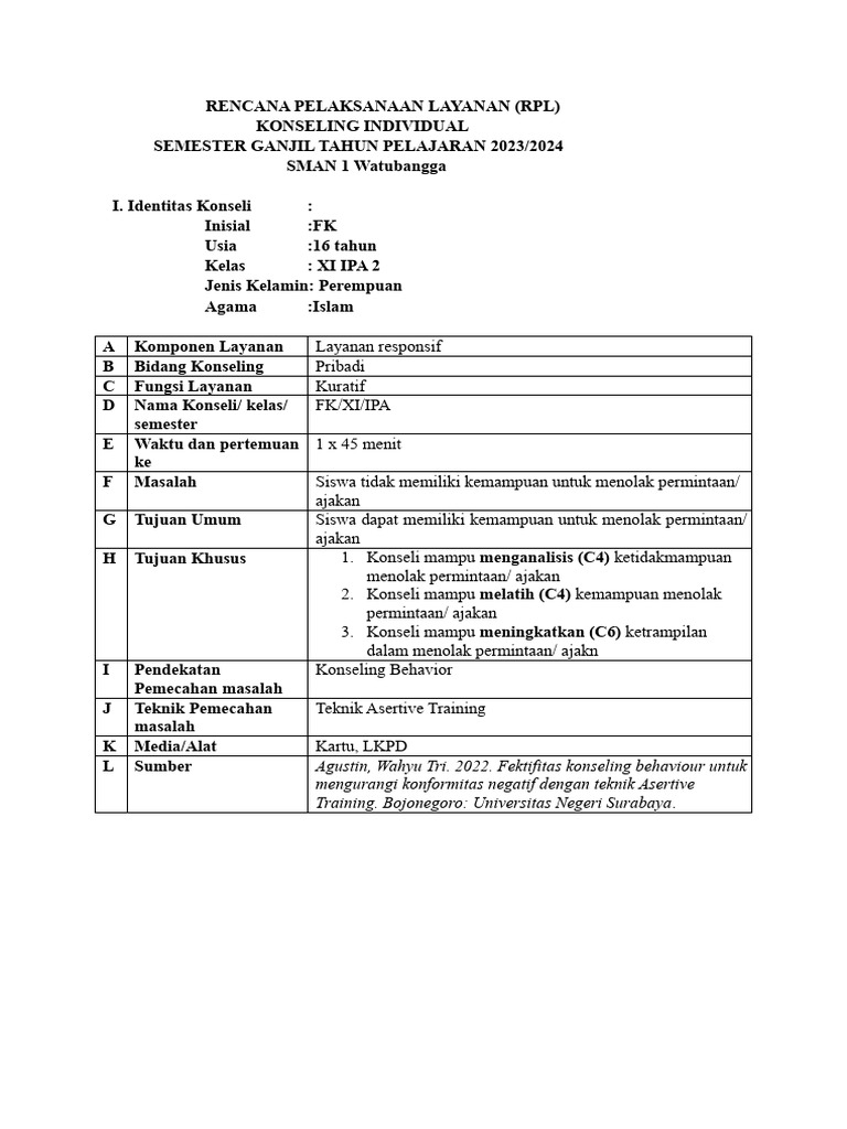 RPL Konseling | PDF | Karier & Perkembangan