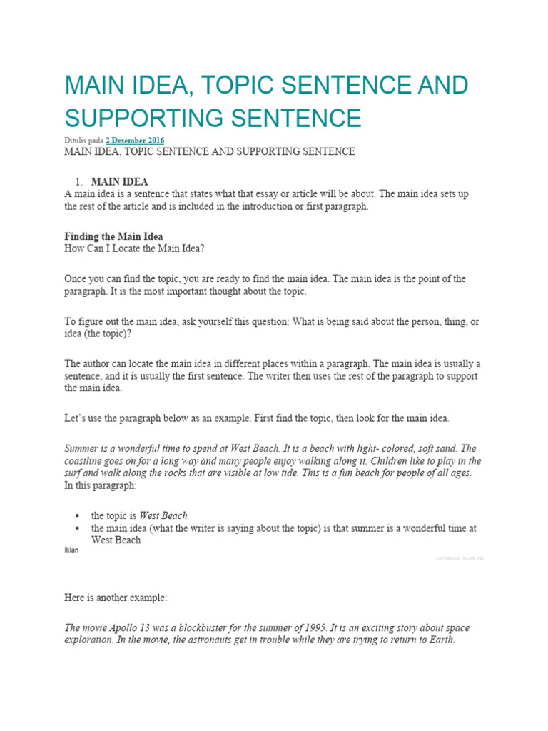 Main Idea | PDF | Paragraph
