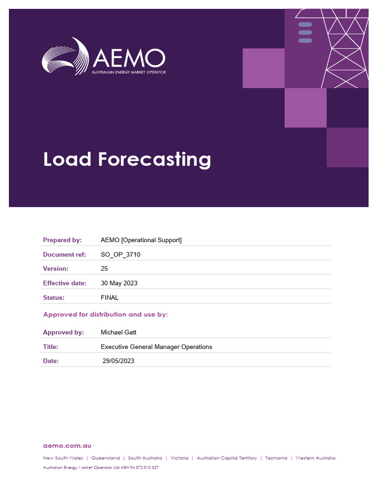 AEMO Load Forecasting Guide 2023 | PDF | Photovoltaic System | Solar Power