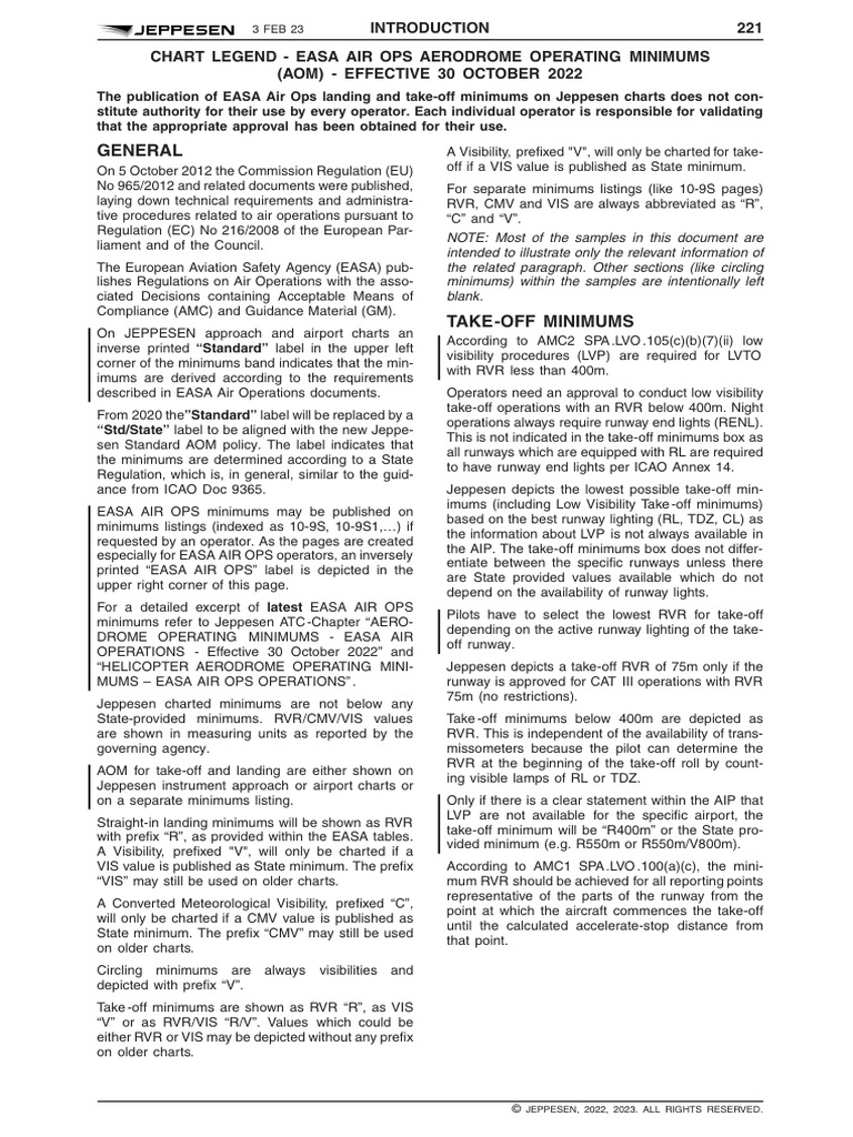 Introduction Legend EASA Minimums | PDF | Aviation | Transport Safety