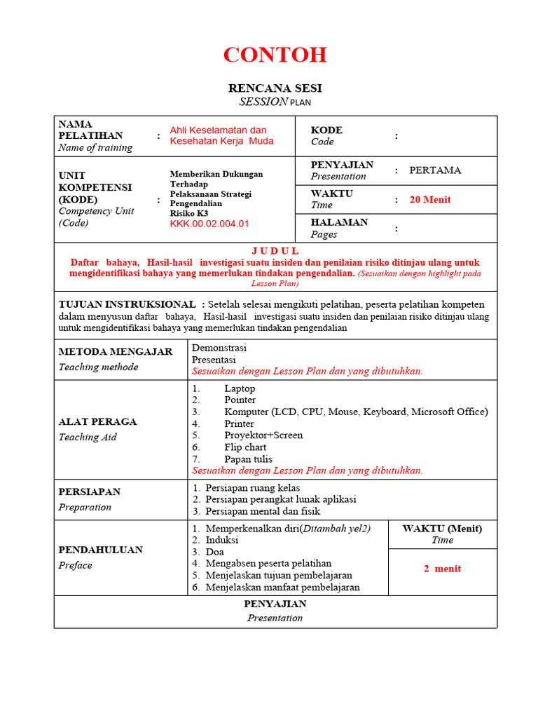Contoh Session Plan | PDF
