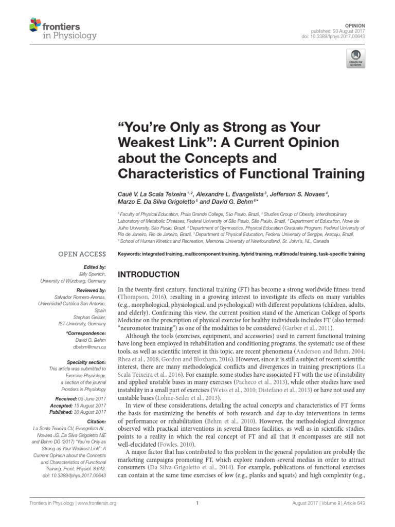 "You'Re Only As Strong As Your Weakest Link" - A Current Opinion About ...