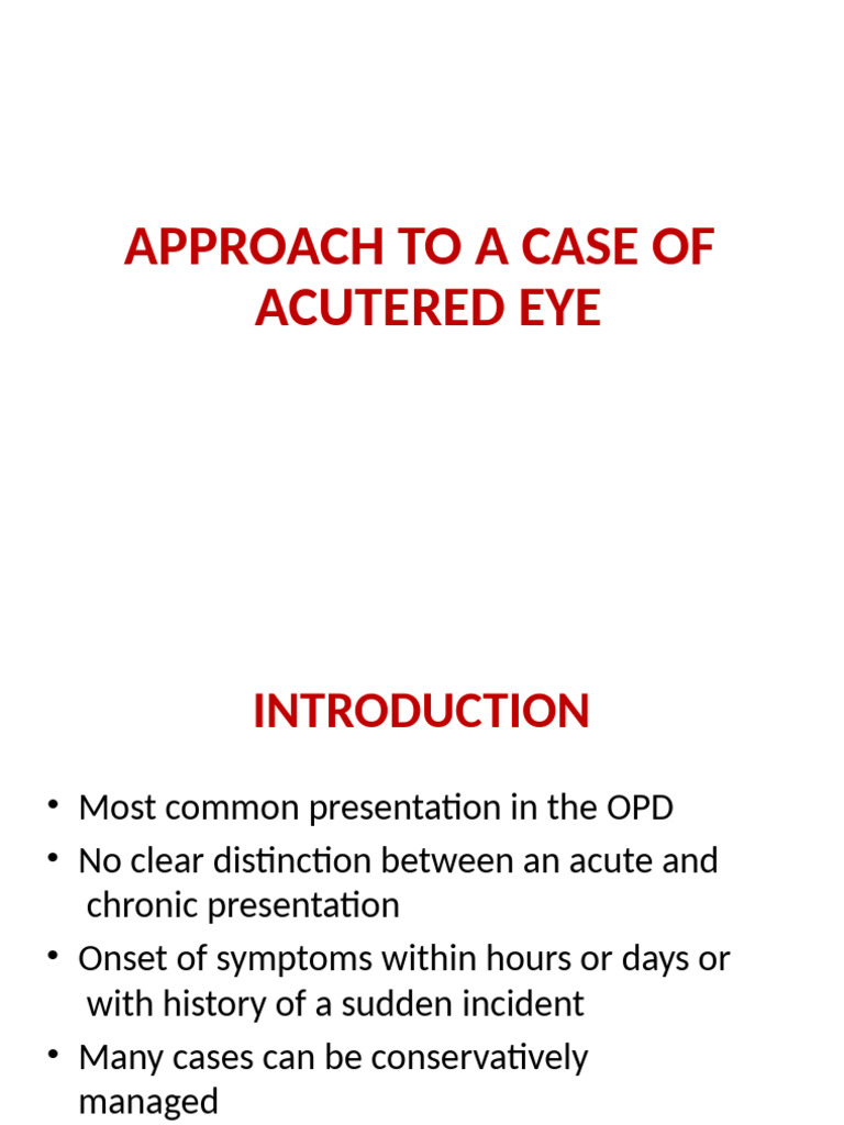 Acute Eye Conditions and Management Guide | PDF | Glaucoma | Medical ...