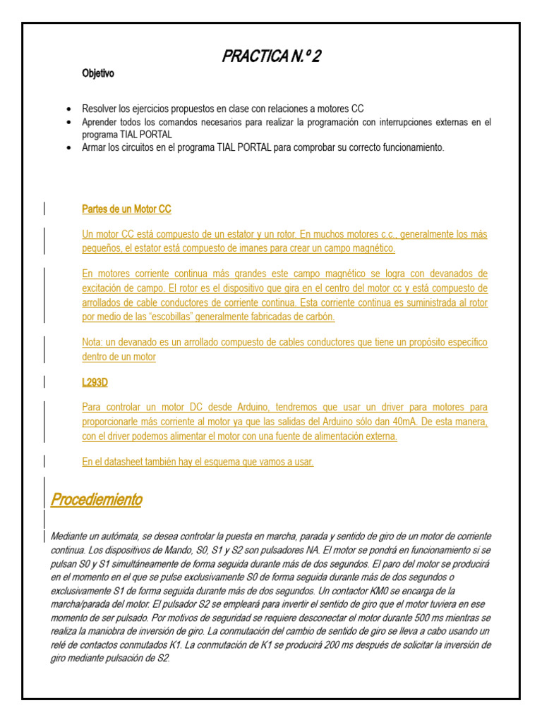PRACTICA 2 MOTOR CC - PLC | PDF | Máquinas | Bienes manufacturados