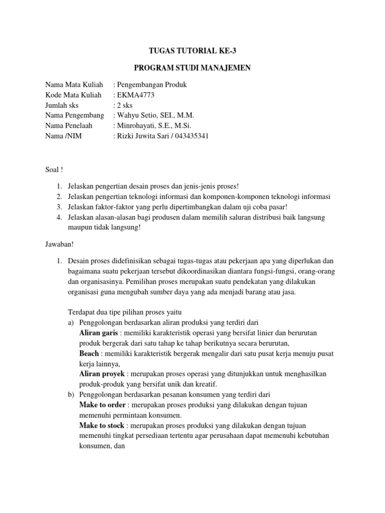 Tugas 3 Pengembangan Produk 2024 | PDF | Komputer