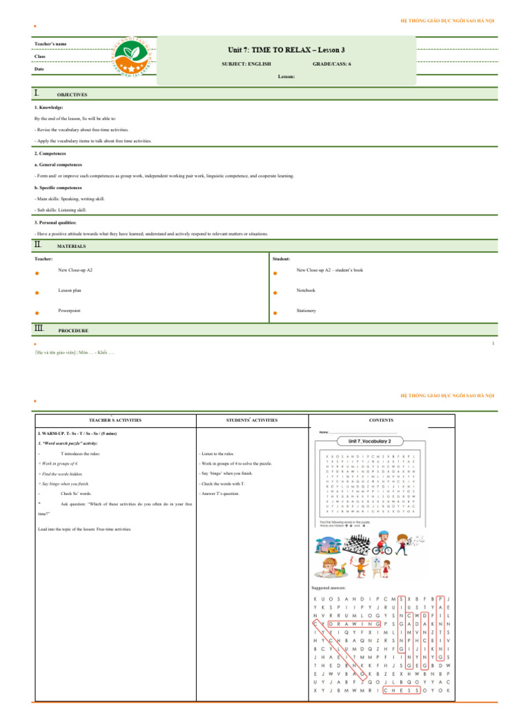 G6 - A2 - U7 - L3 - Vocabulary 1 | PDF | Learning | Cognition