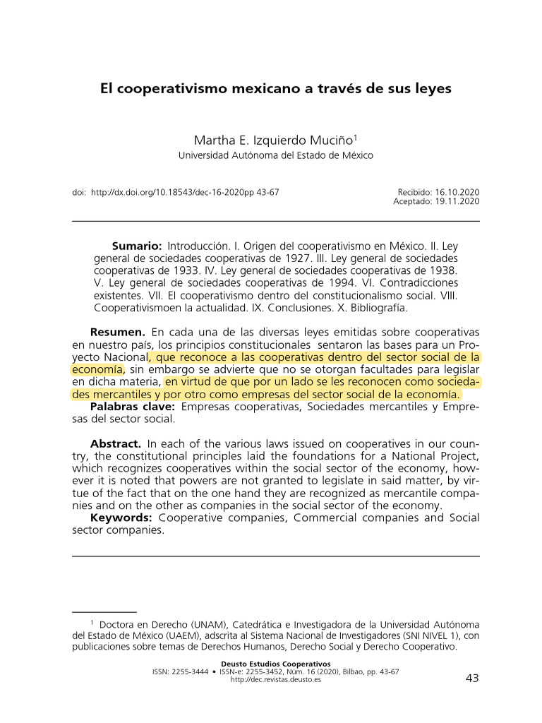 Artículo Martha Izquierdo Sobre LGSC en México | PDF | Cooperativa | México