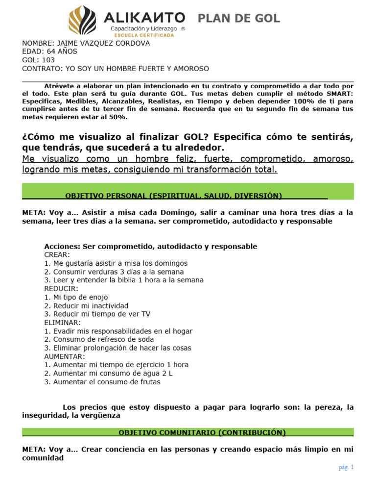 Plan de Gol para Entregar | PDF | Amor | Ahorro