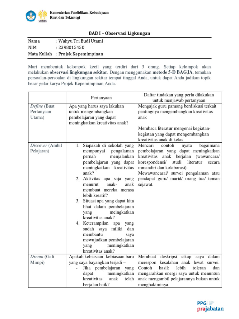 Tugas 2.1 - Wahyu Tri Budi Utami - Observasi Lingkungan | PDF