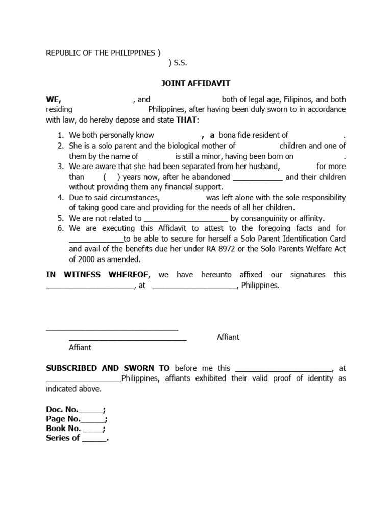 Joint-Affidavit-Solo Parent | PDF