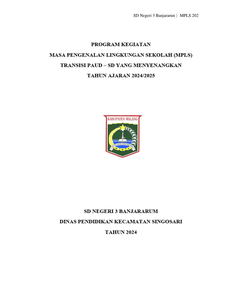 1 Program Mpls Transisi Paud-Sd SDN 3 Banjararum Tahun Ajaran 2024-2025 | PDF | Karier ...