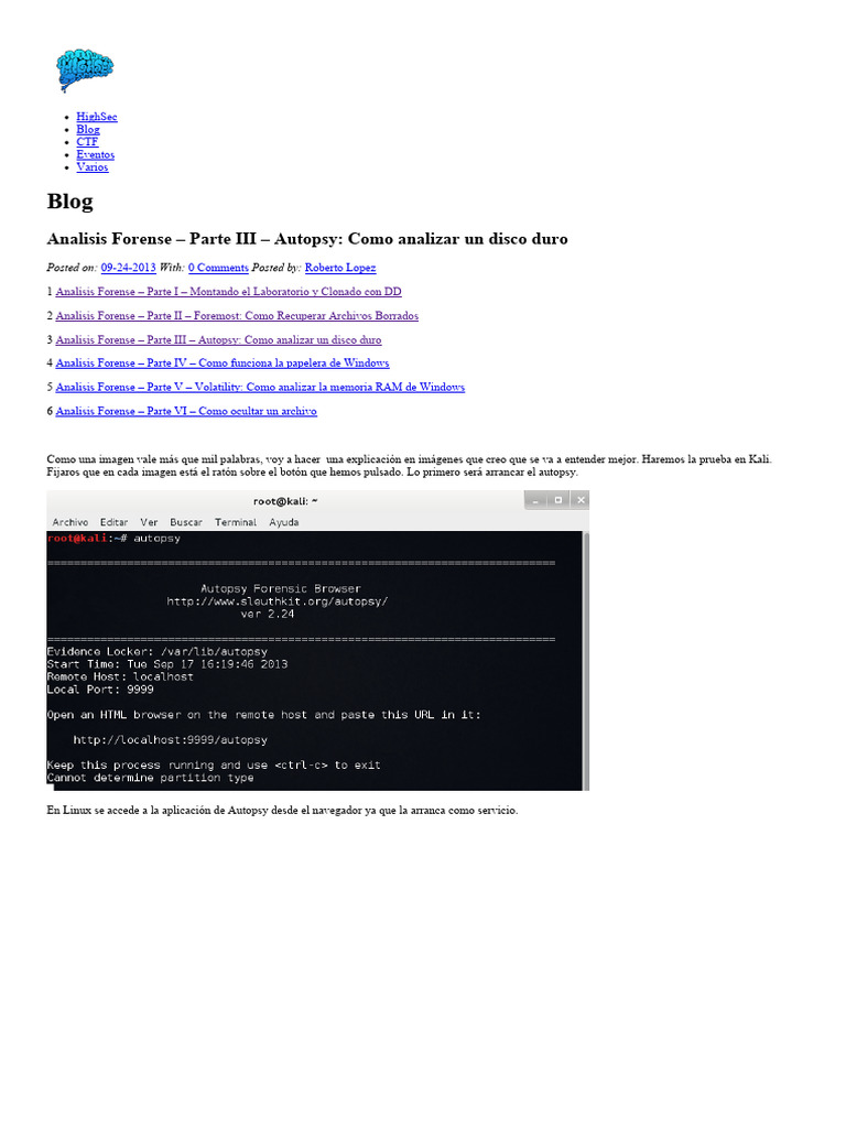 Analisis Forense – Parte III – Autopsy_ Como analizar un disco duro | PDF | Archivo de ...