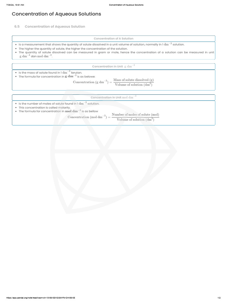 Concentration of Aqueous Solutions | PDF | Concentration | Ph
