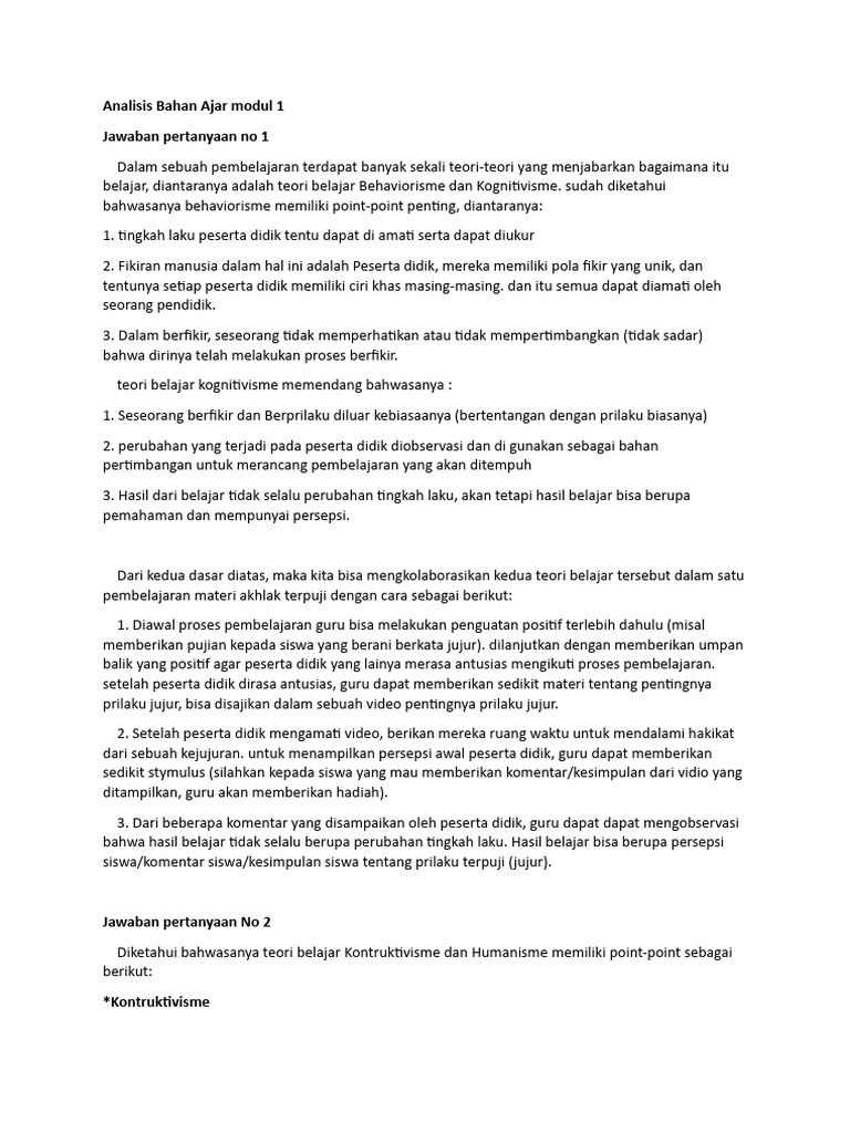 Analisis Bahan Ajar Modul 1 | PDF