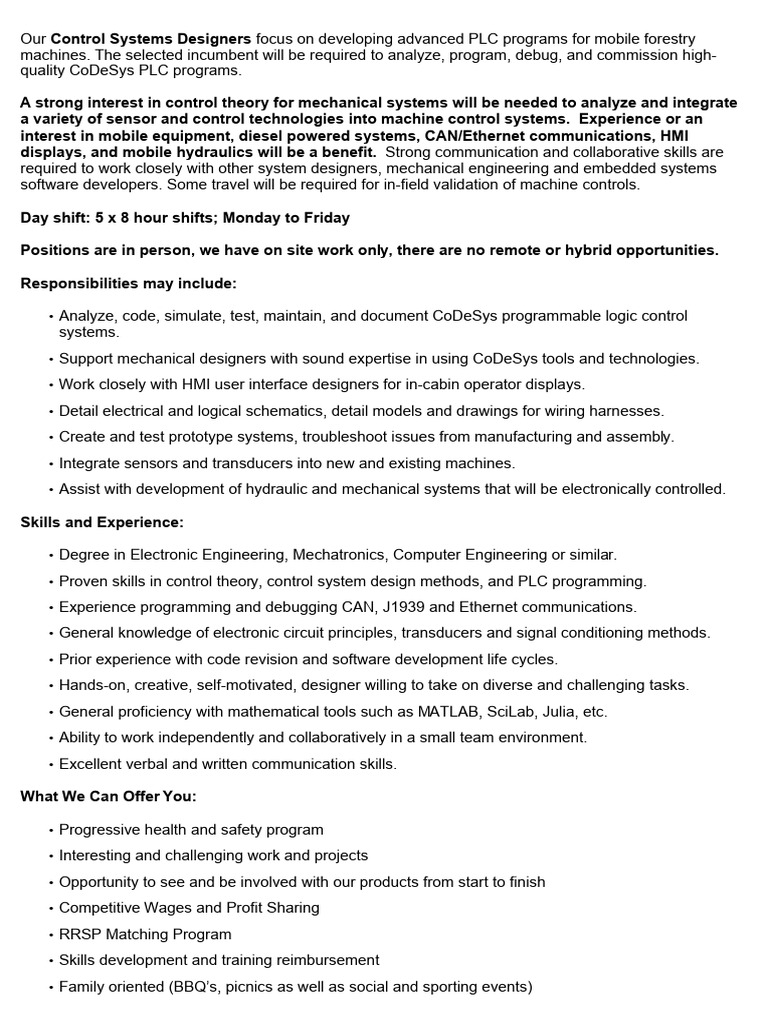 Job Description | PDF | Programmable Logic Controller | Computer Programming