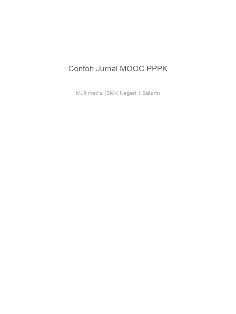 833 Contoh Jurnal Mooc PPPK | PDF