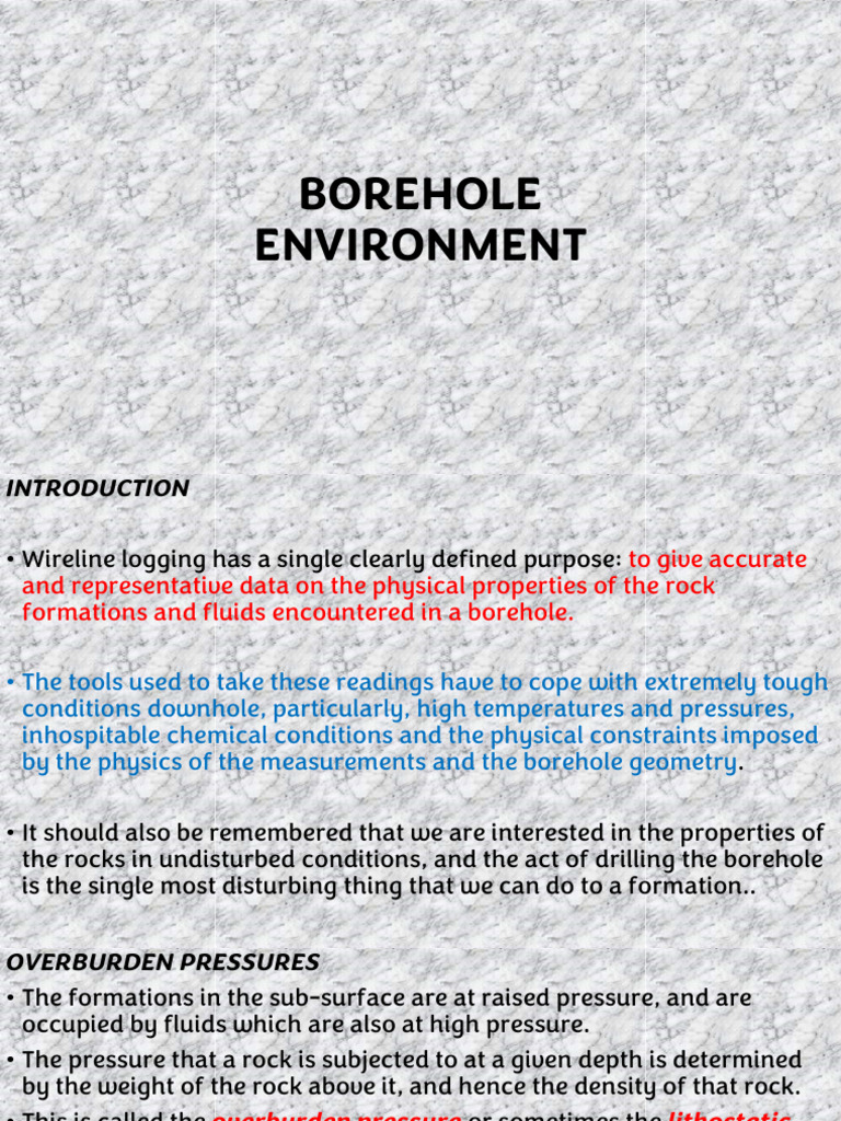 Borehole Environment | PDF | Pressure | Oil Well