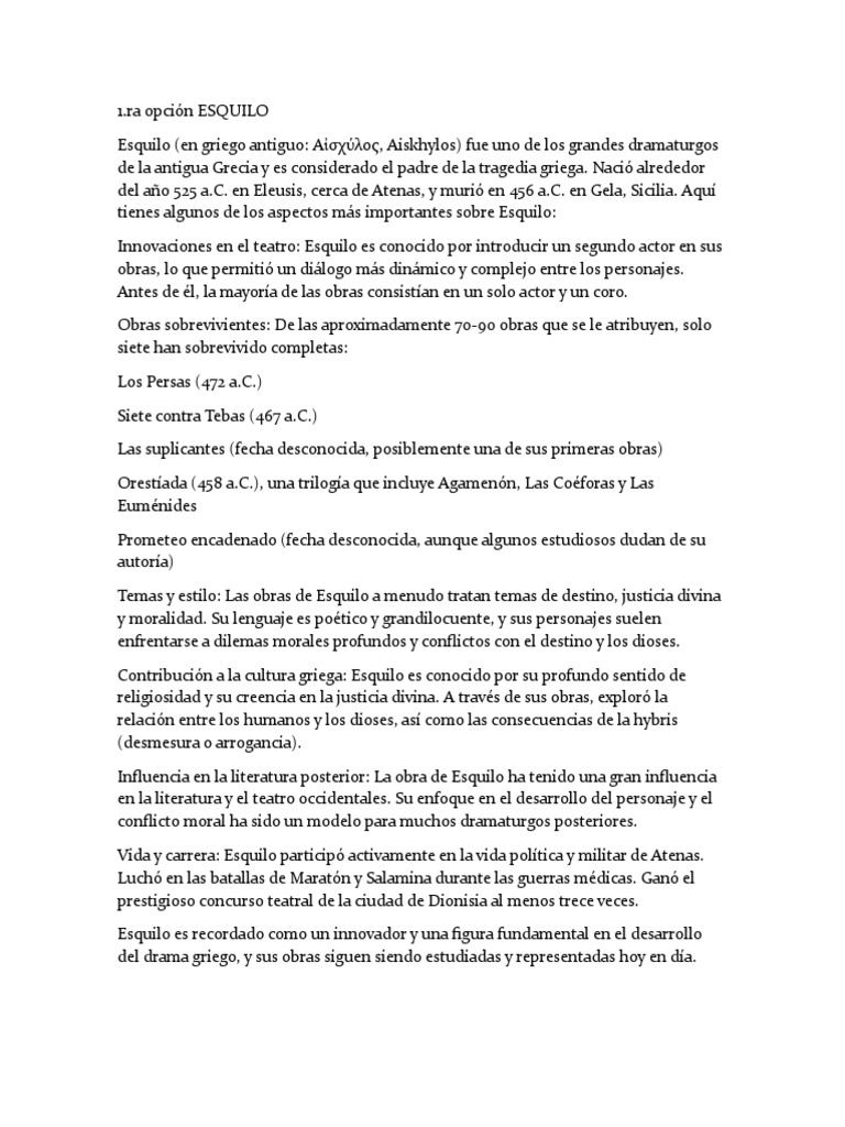 Esquilo: Padre de la Tragedia Griega | PDF | Esquilo