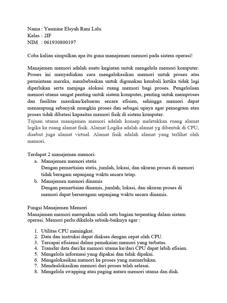 Manajemen Memori Pdf