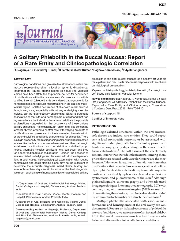 Solitary Phlebolith in Buccal Mucosa Case Study | PDF | Metastasis ...