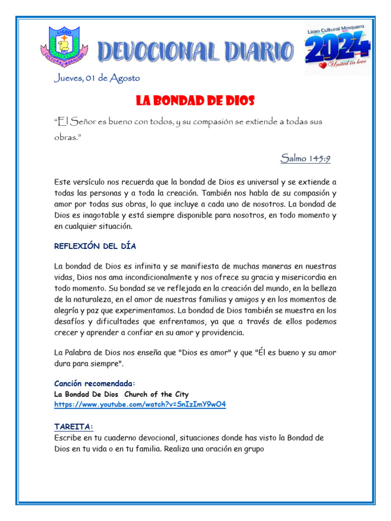 Devocionales Agosto 2024 | PDF | Amor | Dios