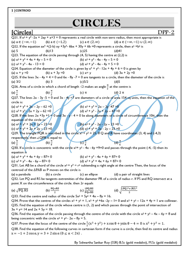 Circles {DPP-2} | PDF | Circle | Trigonometry