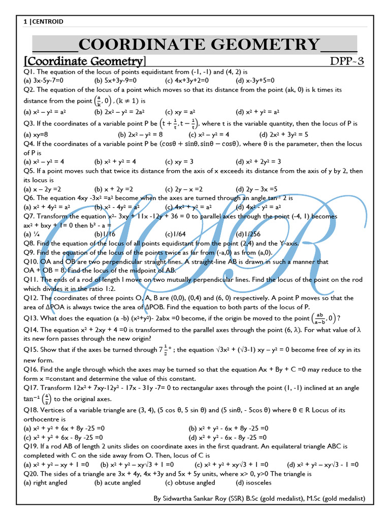 Coordinate Geometry (DPP-3) | PDF | Coordinate System | Triangle