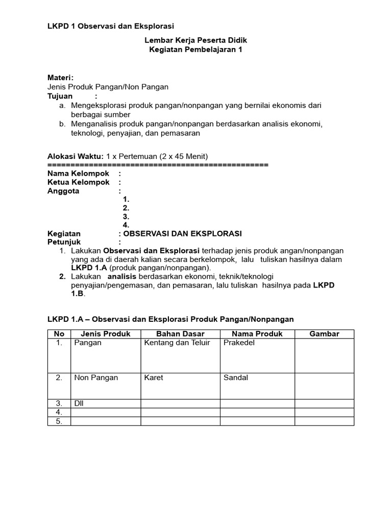 LKPD 1 Observasi Dan Eksplorasi | PDF