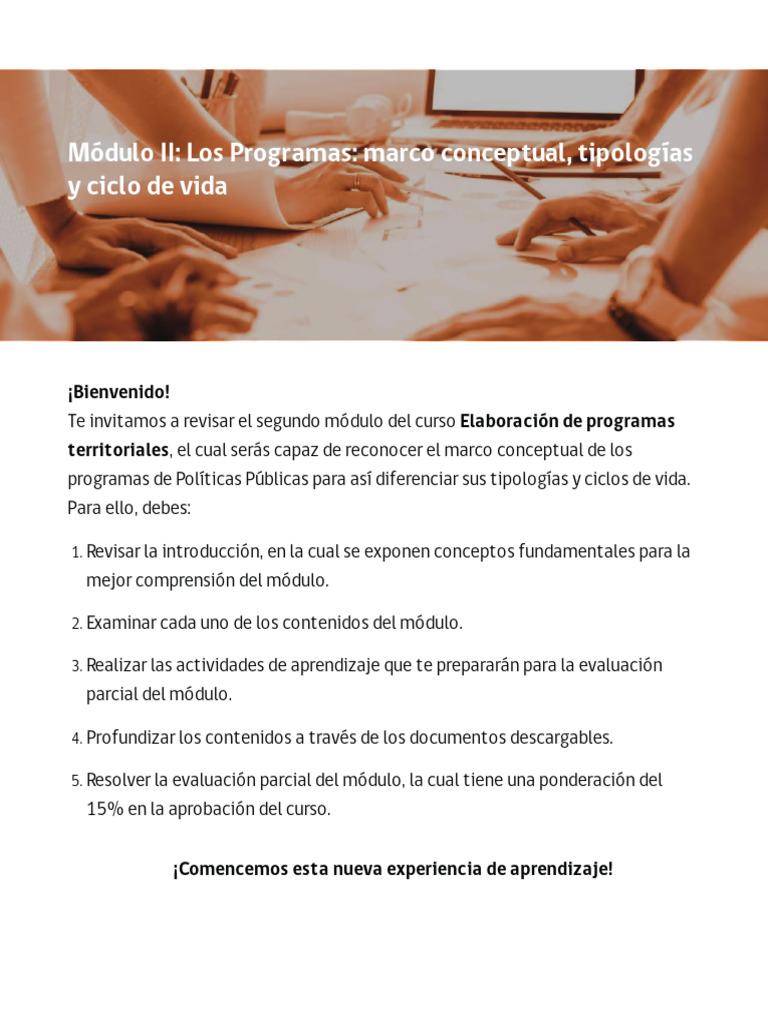 Modulo II Los Programas Marco Conceptual Tipologias y Ciclo de Vida ...