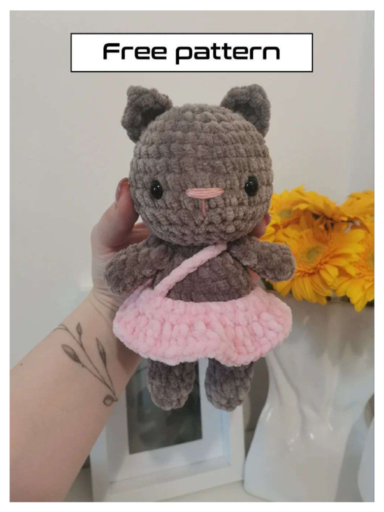 Plush Cat in Red Dress Free PDF Pattern 1 | PDF