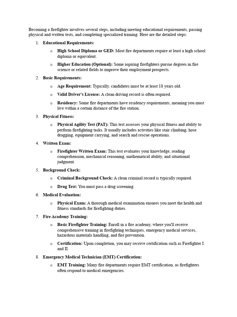 Steps to Become a Firefighter Guide | PDF | Emergency Medical ...