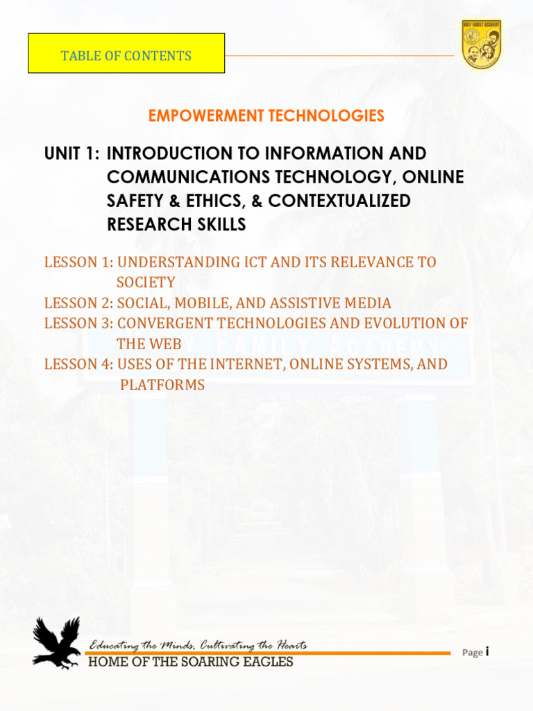 Unit 1_ Introduction to Information and Communications Technology, Online Safety & Ethics ...